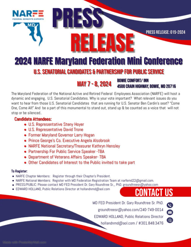 PRESS RELEASE: 046-2024 V2 | The Maryland Federation of NARFE